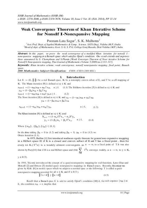 Pdf Weak Convergence Theorem Of Khan Iterative Scheme For Nonself I