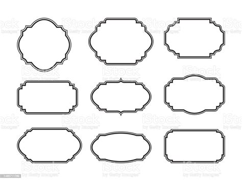 장식 라벨 프레임입니다 오래된 화려한 라벨 장식 빈티지 프레임과 복고풍 배지 로얄 웨딩 휘장 판매 스티커 또는 초대 장 격리 벡터 기호 세트 프레임에 대한 스톡 벡터 아트