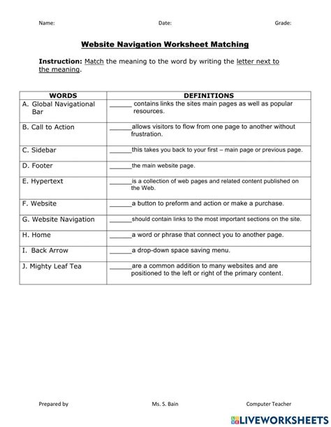 Website Planning Worksheet Worksheets Library