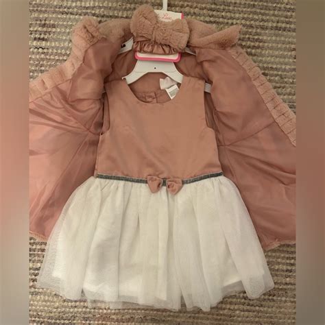 Little Lass Dresses Nwt Little Lass 3 Piece Set Faux Fur Coat Satin