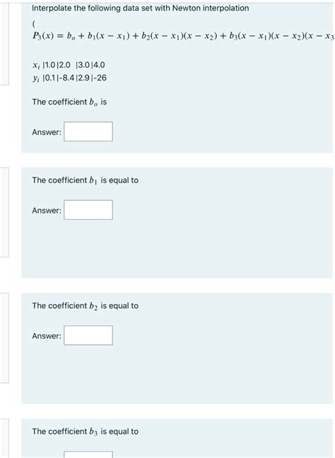Solved Interpolate The Following Data Set With Newton