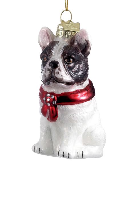ᐅ Елочная игрушка Французский бульдог 9 см Kurt S Adler белый размер цена 60 Byn