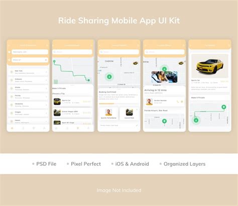 Premium Psd Ride Sharing Mobile App Ui Kit