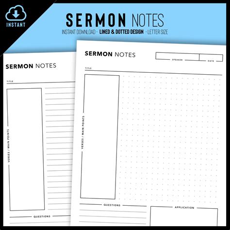 Sermon Notes Template Printable Pdf Goodnotes Sermon Template Church