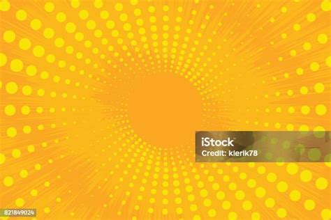 노란색 측면 해치 하프톤 효과입니다 빈티지 팝 아트 복고풍 벡터 일러스트 레이 션 빨간색 배경에 대한 스톡 벡터 아트 및 기타 이미지 빨간색 배경 주황색 노랑