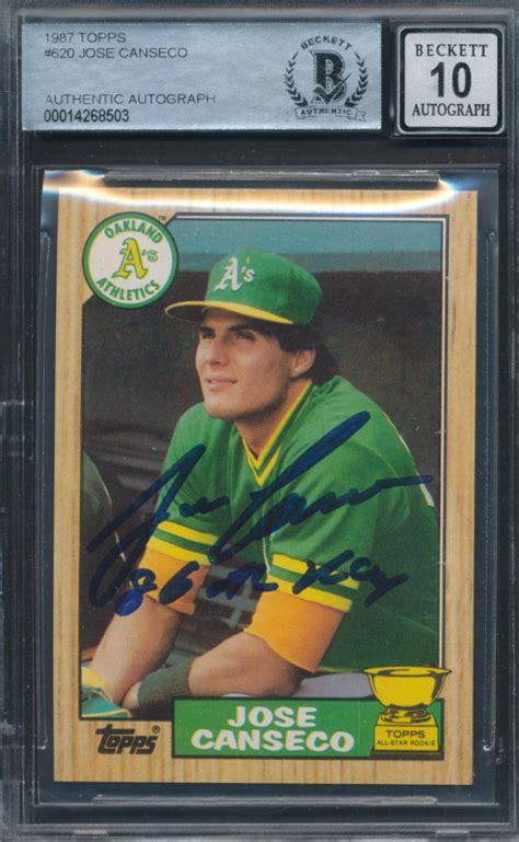 Jose Canseco Signed 1987 Topps 620 Inscribed 88 Al Roy Bgs