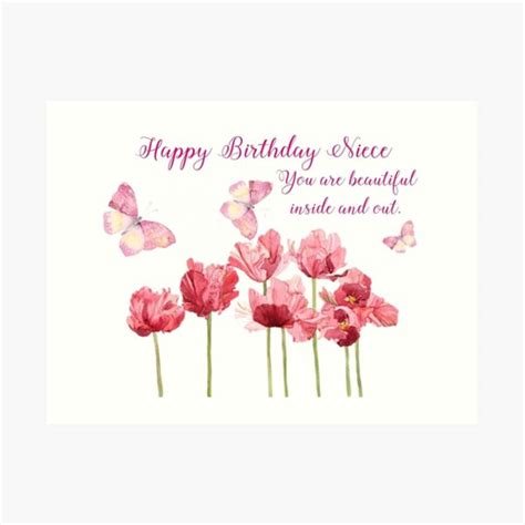 A Clipart Image Of A Birthday Card For A Niece Featuring Pink Flowers