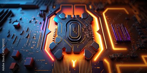 Science Fiction Supercomputer Design Futuristic High Tech Cpu
