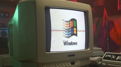 Windows Screen On Vintage Computer Monitor Stock Footage Video 100