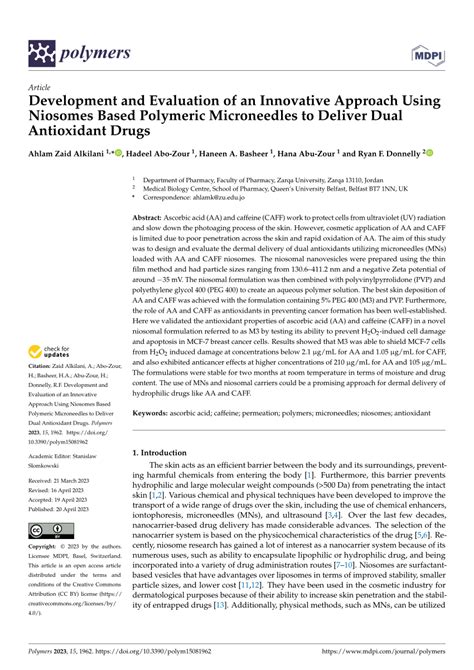 Pdf Development And Evaluation Of An Innovative Approach Using Niosomes Based Polymeric