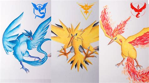 Legendary Pokemon Drawing Articuno Zapdos Moltres Youtube