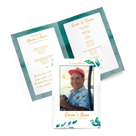 Gold Nature Bi Fold Programs Custom Memorial Programs