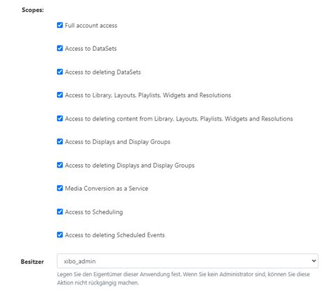 sharing permissions for application not saving cms features and functionality xibo community