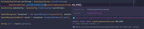 microsoft cognitive service speech to text using compressed input