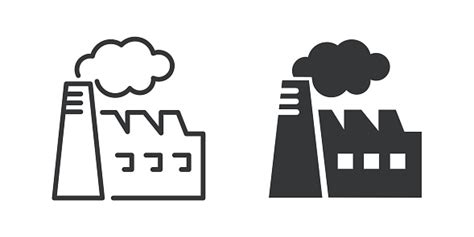 공장 얇은 선과 글리프 솔리드 아이콘입니다 편집 가능한 획과 투명한 배경에 격리된 완벽한 픽셀 검사자에 대한 스톡 벡터 아트 및