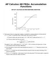 Analysis Of Water Accumulation Scenarios In AP Calculus FRQs Course Hero
