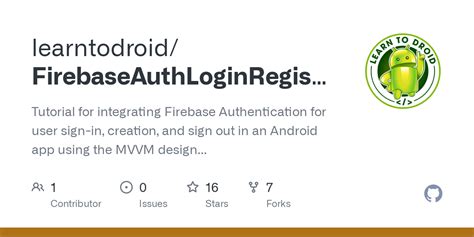 Github Learntodroidfirebaseauthloginregistermvvm Tutorial For