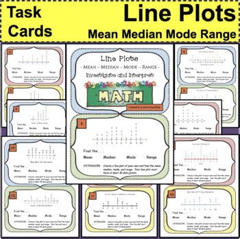 LINE PLOTS Mean Median Mode Range Task Cards Data Analysis Charts