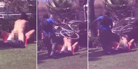 WATCH Man Cracks Dude On The Head With A Bicycle After Catching Couple Having Sex In Public Park