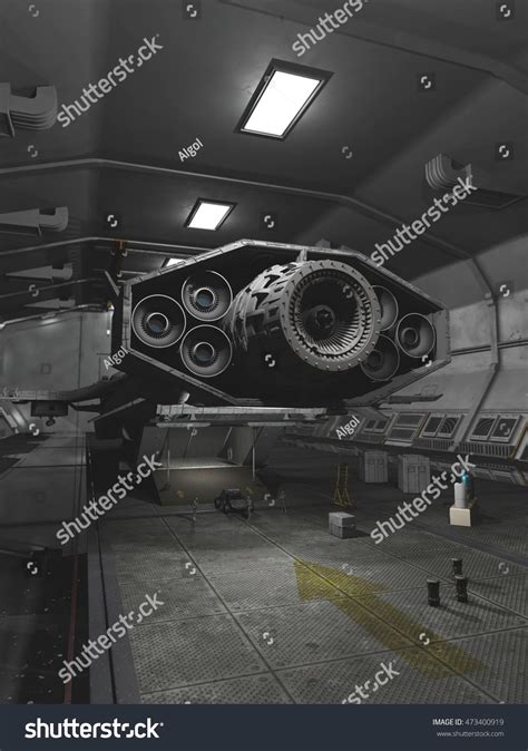 Science Fiction Illustration Interplanetary Spaceship Unloading Stock Illustration 473400919