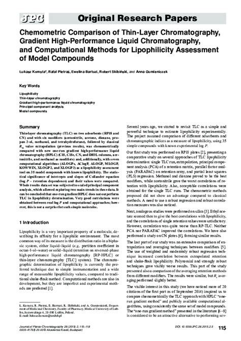 Pdf Chemometric Comparison Of Thin Layer Chromatography Gradient High Performance Liquid