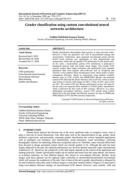 Gender Classification Using Custom Convolutional Neural Networks Architecture Pdf
