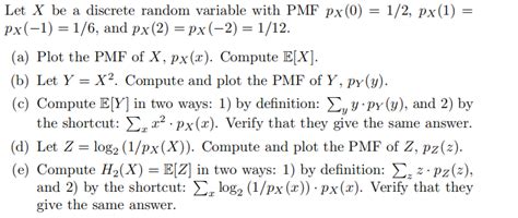 Solved Let X Be A Discrete Random Variable With Pmf Px0