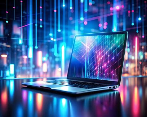 Stunning Laptop Screen With Digital Data Visualization Premium Ai Generated Image