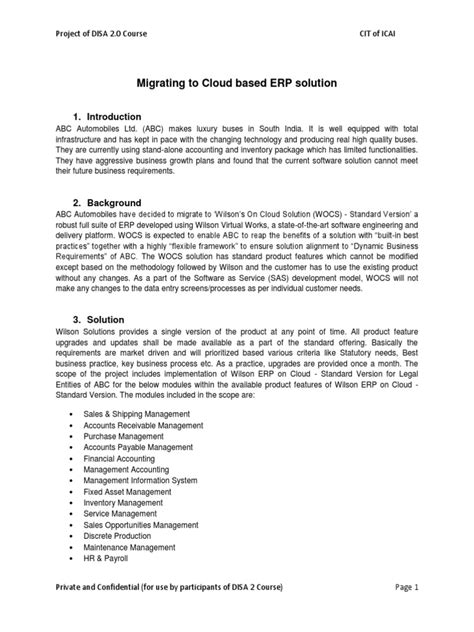 Migrating To Cloud Based Erp Solution Pdf Enterprise Resource Planning Cloud Computing