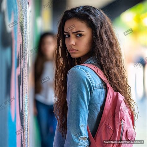 Ai创作图背包的女生 双肩包女孩 少女背包 背包的姑娘 认真的女生 回头相望的少女 青春期前的女孩的背影到达 书包封面女孩 霸凌者 背包女生 学校的女生 大学校园新生 严重的学生 背包的女孩