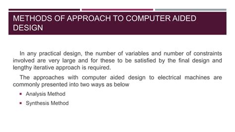 Computer Aided Design Of Electrical Machine PPTX Computing Technology Computing