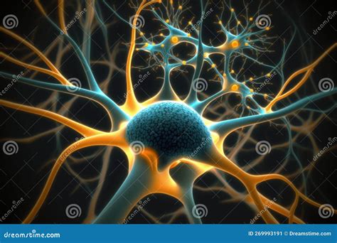 Macro View Of Neural Network In The Human Brain Generative Ai Stock Illustration Illustration