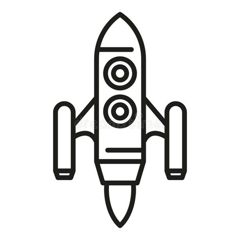 Rocket Space Icon Outline Vector Spaceship Launch Stock Vector
