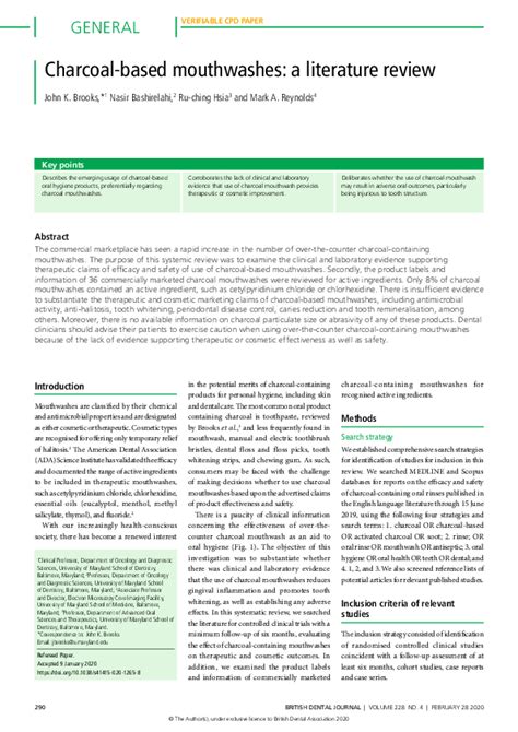 Pdf Charcoal Based Mouthwashes A Literature Review
