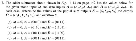 Solved 7 The Adder Subtractor Circuit Shown In Fig 4 13 On