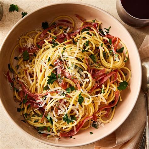 Spicy Salami Spaghetti Recipe Pasta With Salami Recipe Food Pasta