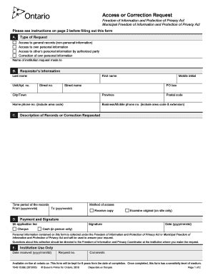 Fillable Online Forms Ssb Gov On Access Or Correction Request Ontario Forms Ssb Gov On Fax