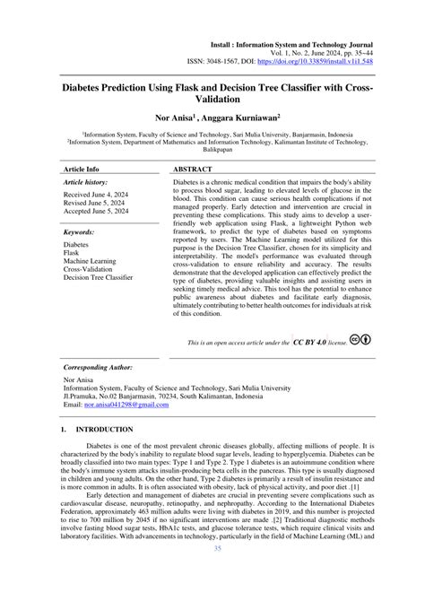 Pdf Diabetes Prediction Using Flask And Decision Tree Classifier With
