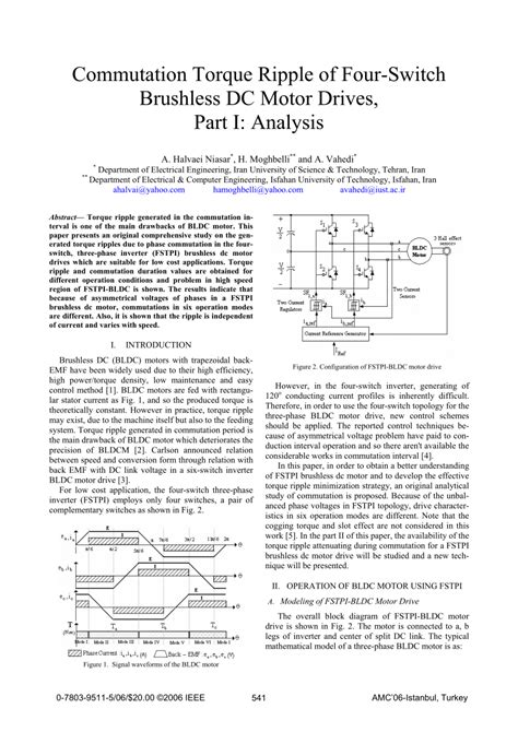 Pdf Commutation Torque Ripple Of Four Switch Brushless Dc Motor