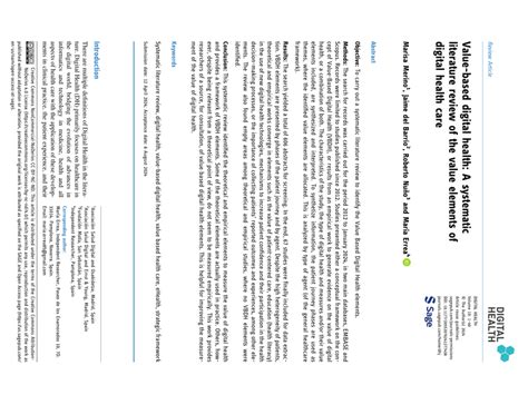 Pdf Value Based Digital Health A Systematic Literature Review Of The Value Elements Of
