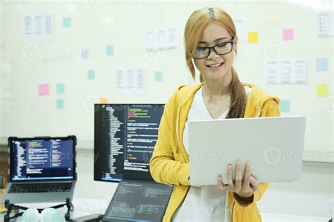 Close Up Programmer Is Coding And Programming Software 24769888 Stock