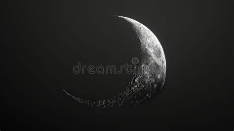 Crescent Moon With Detailed Craters Generative Ai Stock Image Image Of Detailed Black 320901845