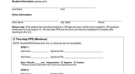 Free Printable 2 Step Tb Test Form Printable Forms Free Online