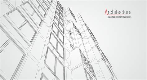 Architecture Line Background Building Construction Sketch Vector Abstract Modern City 3d