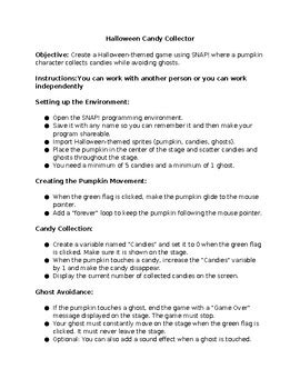Coding A Halloween Candy Collector Game Using SNAP Or Scratch Programming