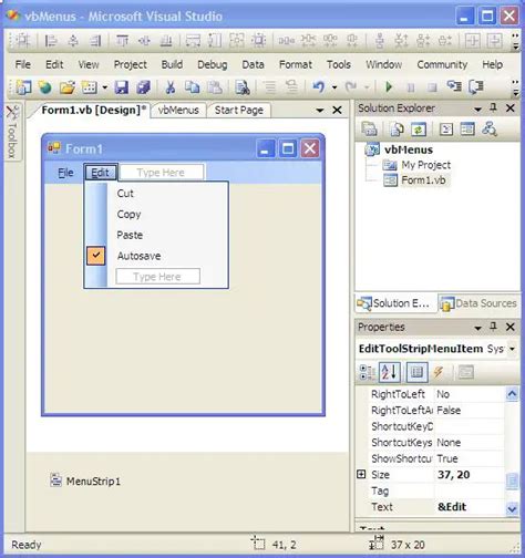 Creating Top Level Menus In Visual Basic Techotopia