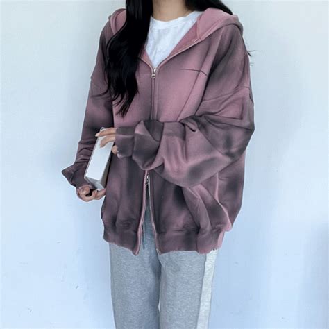 2type크롭공용커플룩유니크스트릿 더티 핸드스프레이 투웨이 후드 집업 2color 에이블리