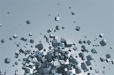 Abstract D Rendering Of Flying Cubes Stock Illustration Illustration Of Macro Flying