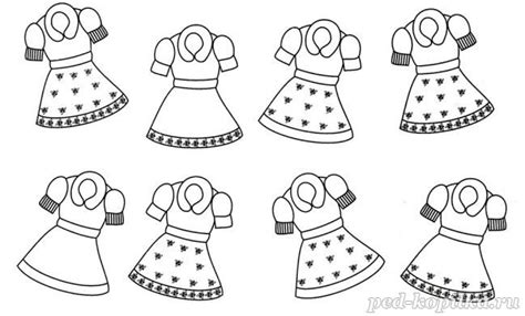 Задание в картинках на развитие внимания НАРЯДНЫЕ ПЛАТЬЯ Найди два одинаковых платья