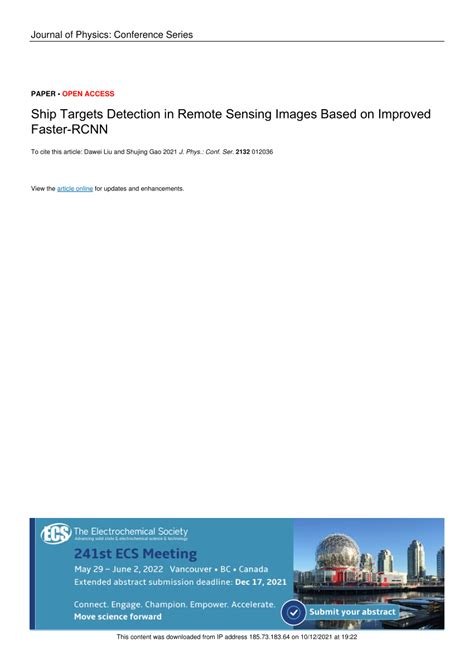 Pdf Ship Targets Detection In Remote Sensing Images Based On Improved